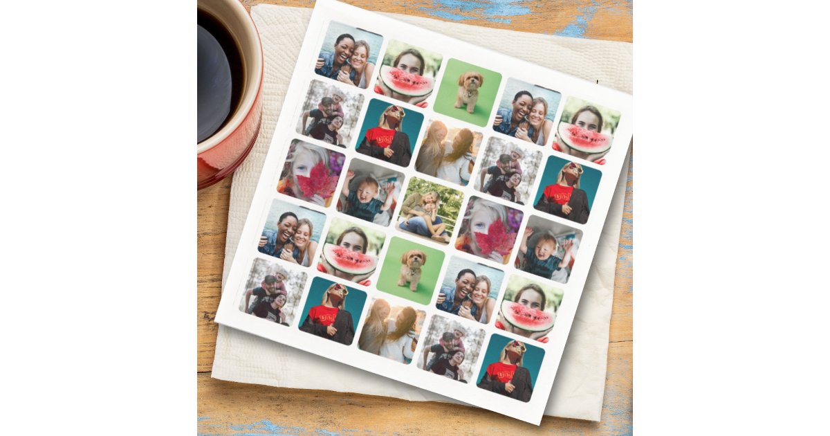 Modern Party Photo Collage Pattern Napkins | Zazzle