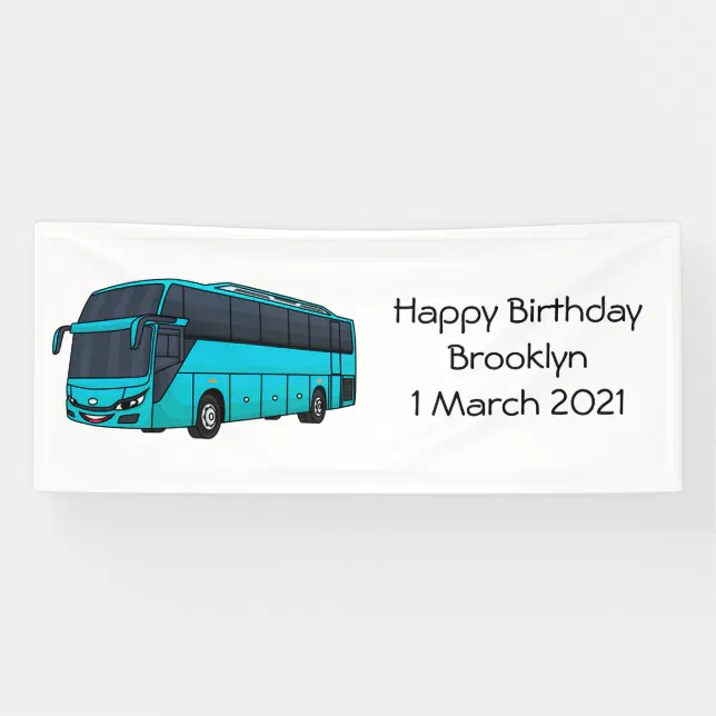 Modern passenger bus cartoon illustration banner | Zazzle