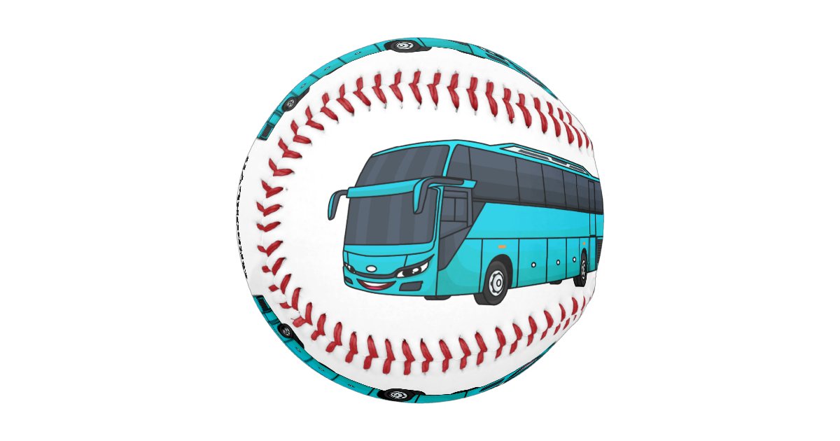 Modern passenger bus cartoon illustration baseball | Zazzle