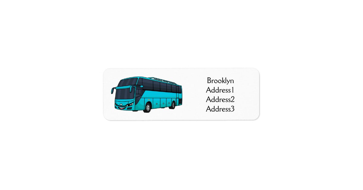 Modern passenger bus cartoon illustration label | Zazzle