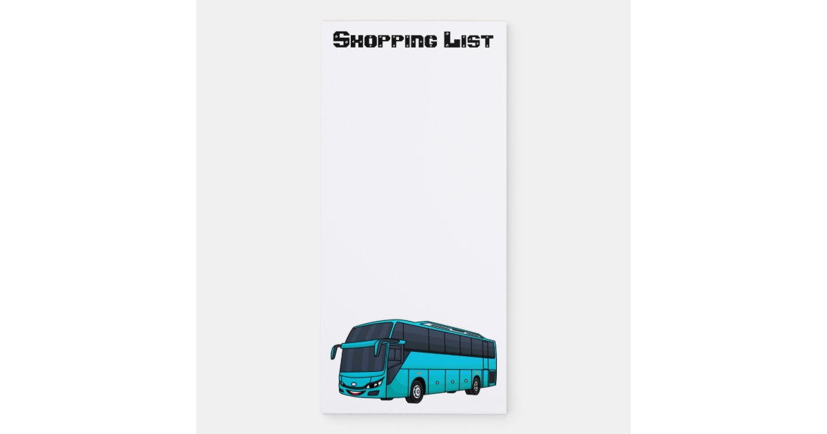 Modern passenger bus cartoon illustration magnetic notepad | Zazzle