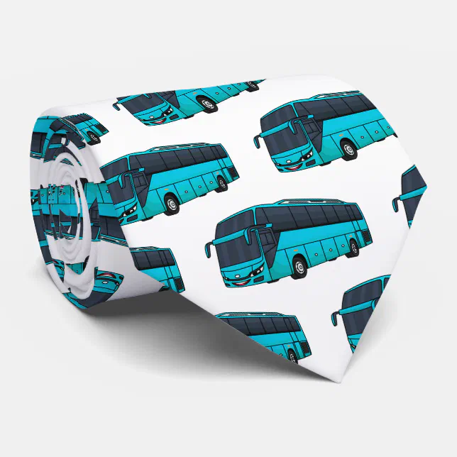 Modern passenger bus cartoon illustration neck tie | Zazzle
