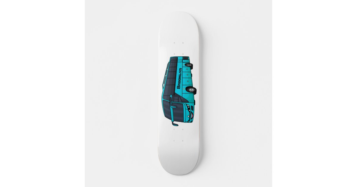 Modern passenger bus cartoon illustration skateboard | Zazzle
