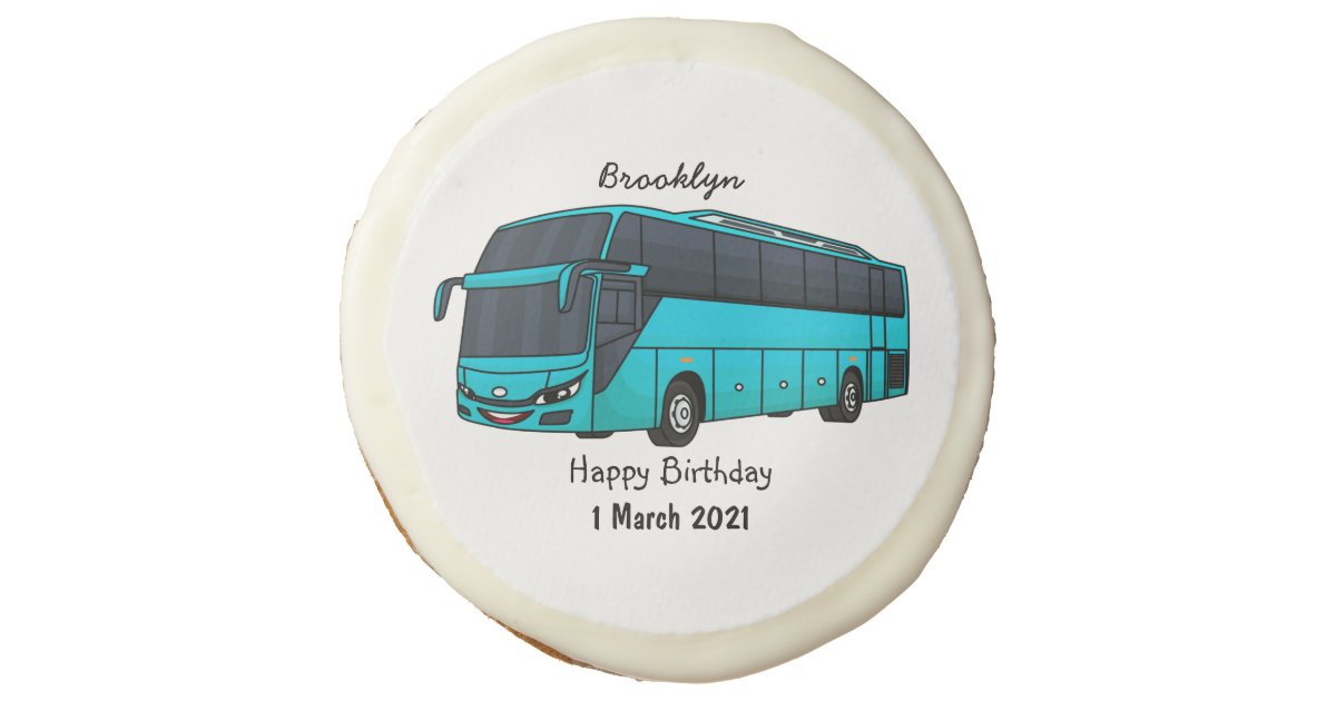 Modern passenger bus cartoon illustration sugar cookie | Zazzle