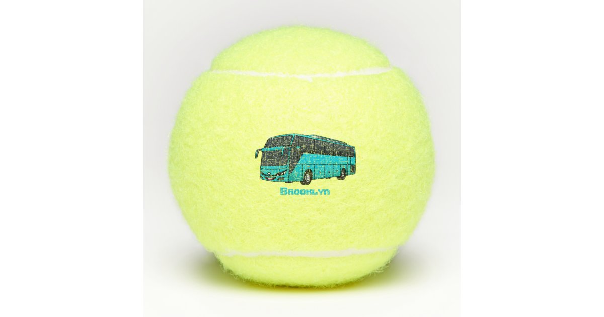Modern passenger bus cartoon illustration tennis balls | Zazzle