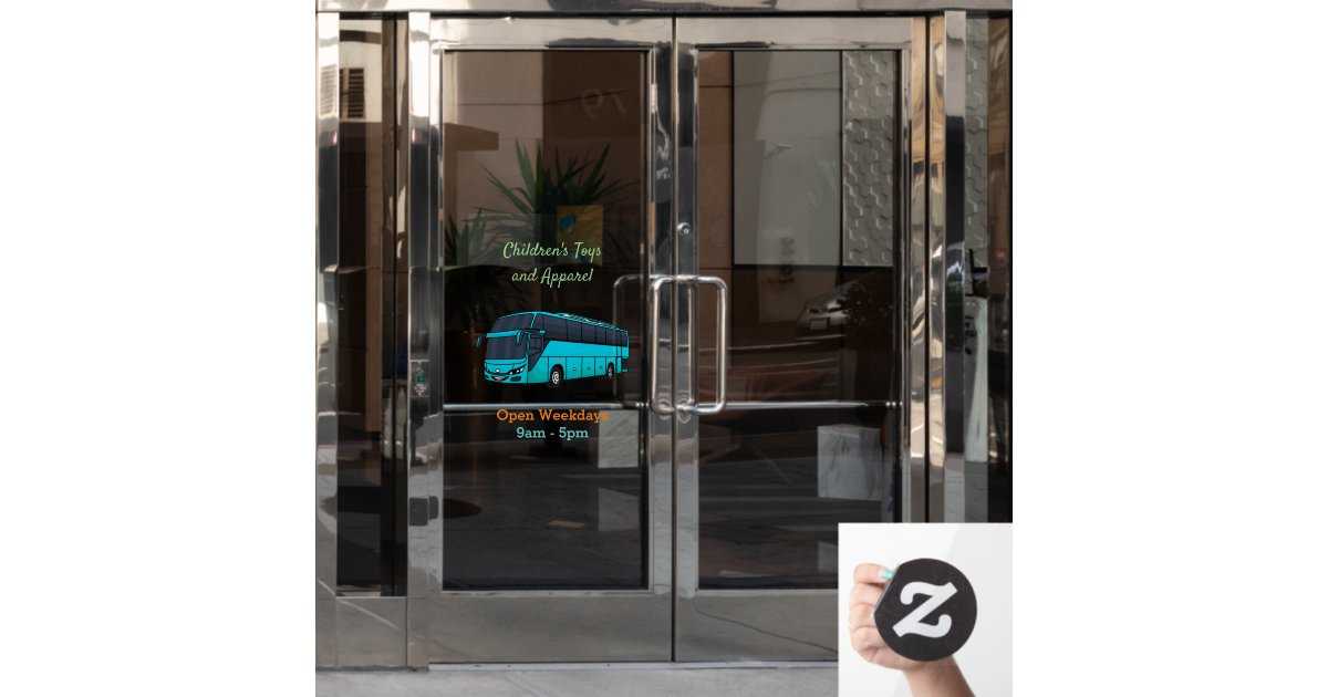 Modern passenger bus cartoon illustration window cling | Zazzle