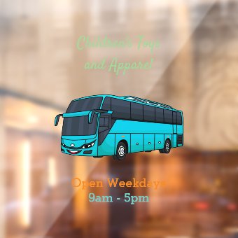 Modern passenger bus cartoon illustration window cling | Zazzle