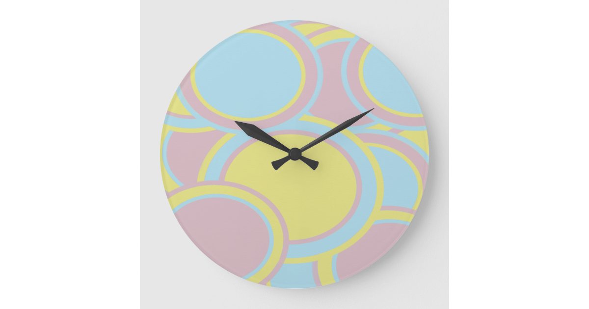 Modern Pastel Abstract Painting Large Clock | Zazzle
