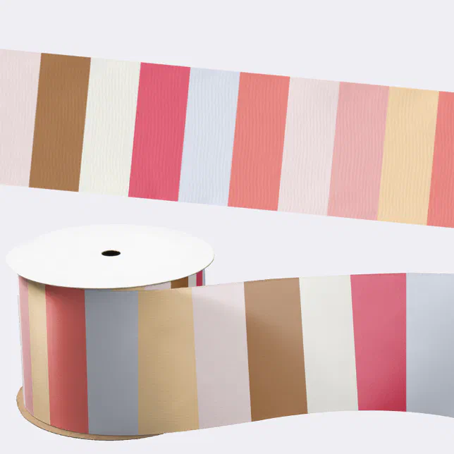 Modern Pastel Candy Stripe Satin Ribbon | Zazzle