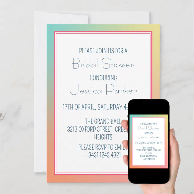 Modern Pastel Gradient Classic Bridal Shower Invitation | Zazzle