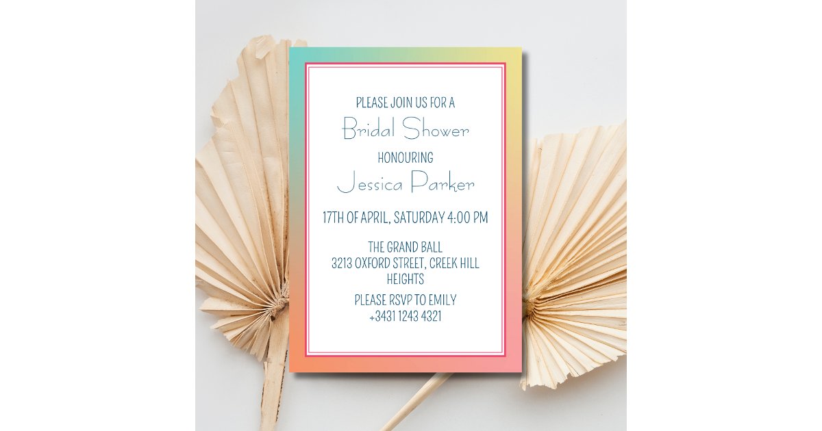 Modern Pastel Gradient Classic Bridal Shower Invitation | Zazzle