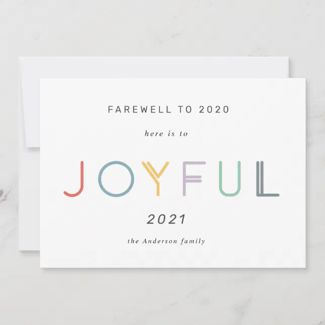 modern pastel joyful script holiday new year card | Zazzle