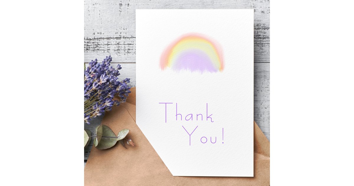 Modern pastel mauve watercolor rainbow business thank you card | Zazzle