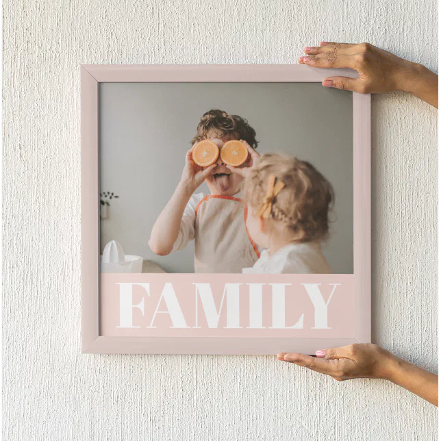 Modern Pastel Pink Family Photo Gift Poster | Zazzle
