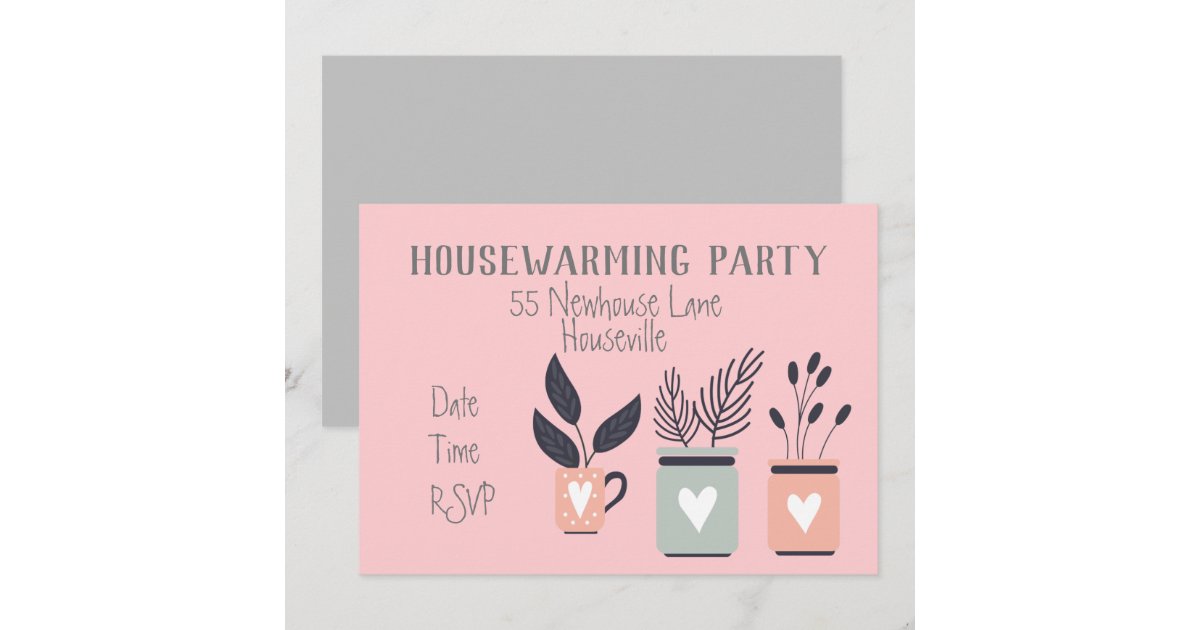 Modern pastel pot plants housewarming Party Invitation | Zazzle