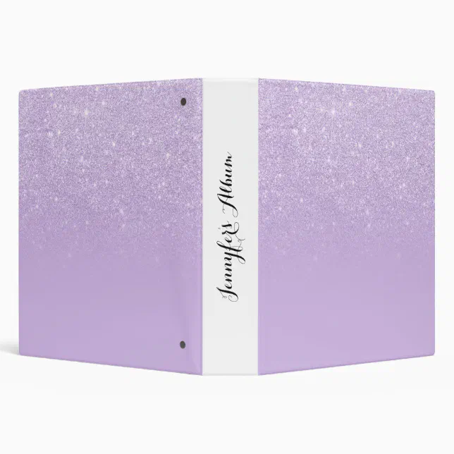 Modern pastel purple lavender ombre glitter block 3 ring binder | Zazzle