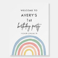 Modern Pastel Rainbow 1st Birthday Party Welcome F Foam Board | Zazzle