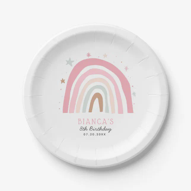 Modern Pastel Rainbow Girls Birthday Party Paper Plates | Zazzle
