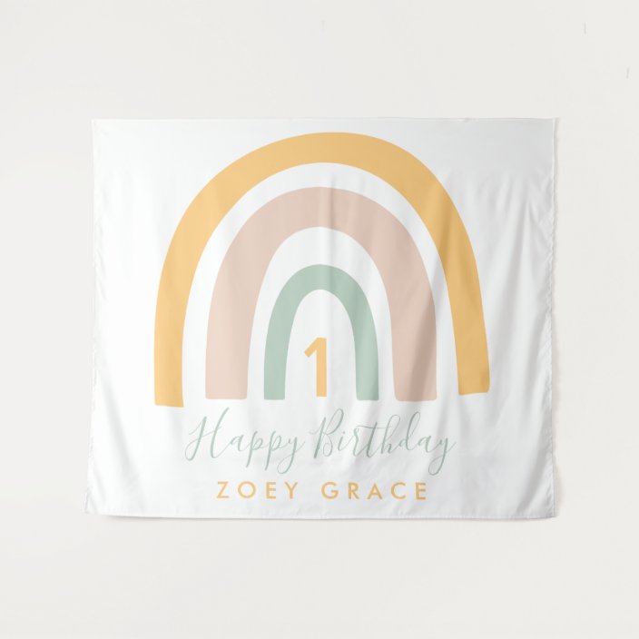 Modern Pastel Rainbow Girl's Birthday Tapestry | Zazzle.com