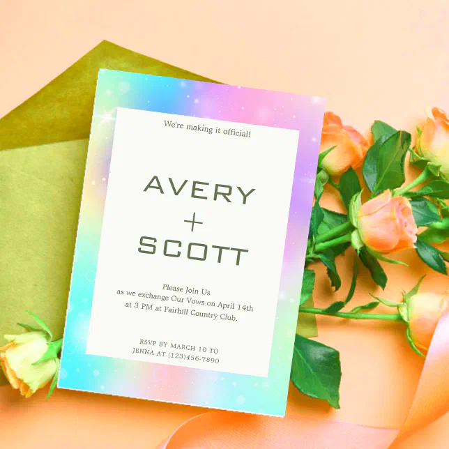 Modern Pastel Rainbow Wedding Invitation | Zazzle