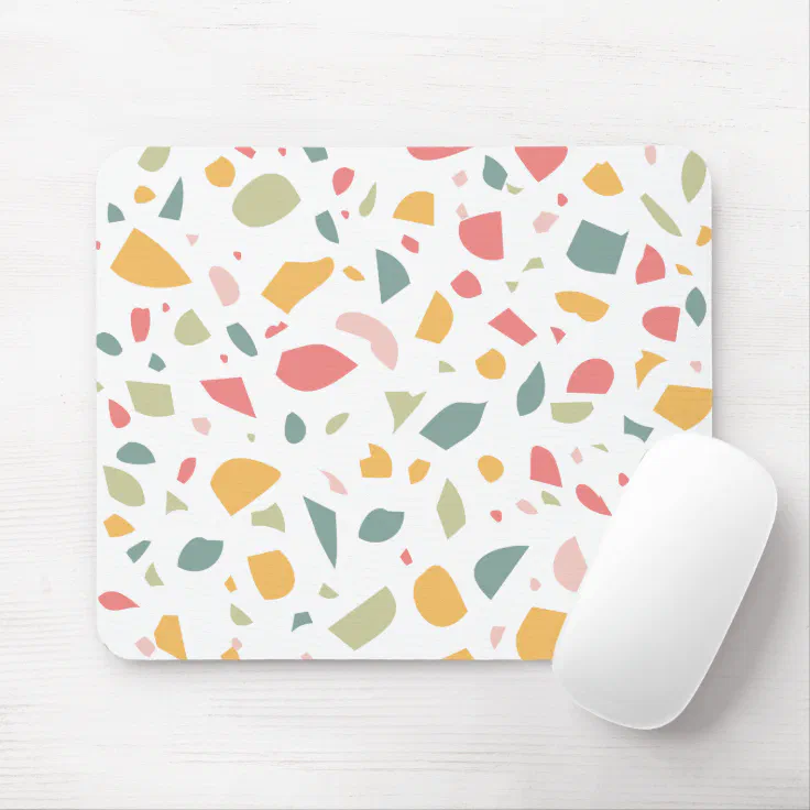 Modern pastel terrazzo pattern mouse pad | Zazzle