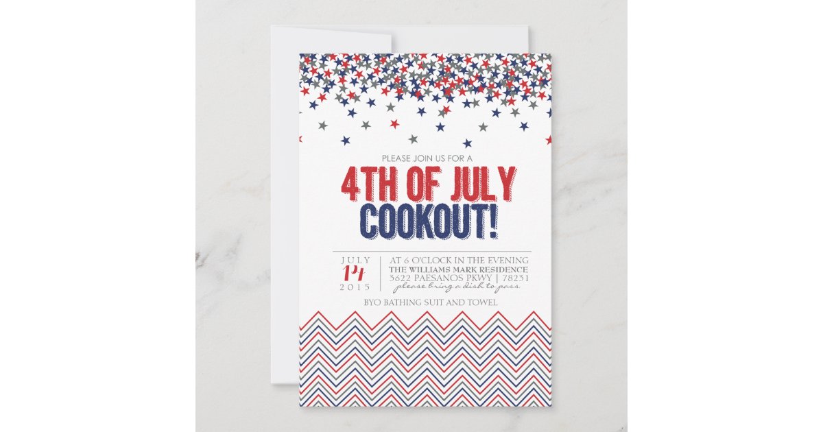 Modern Patriotic 4th of July Cookout Invitation | Zazzle
