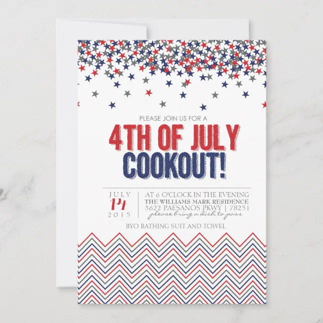 Modern Patriotic 4th of July Cookout Invitation | Zazzle