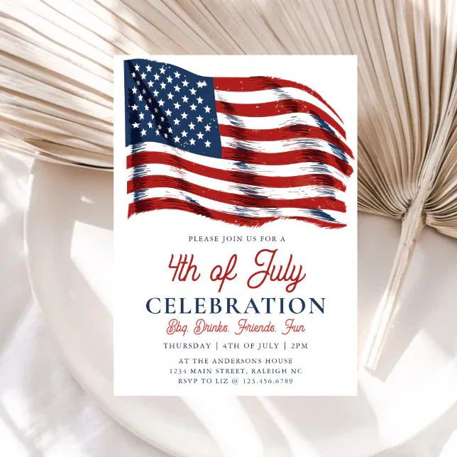 Modern Patriotic American Flag 4th of July Party I Invitation | Zazzle