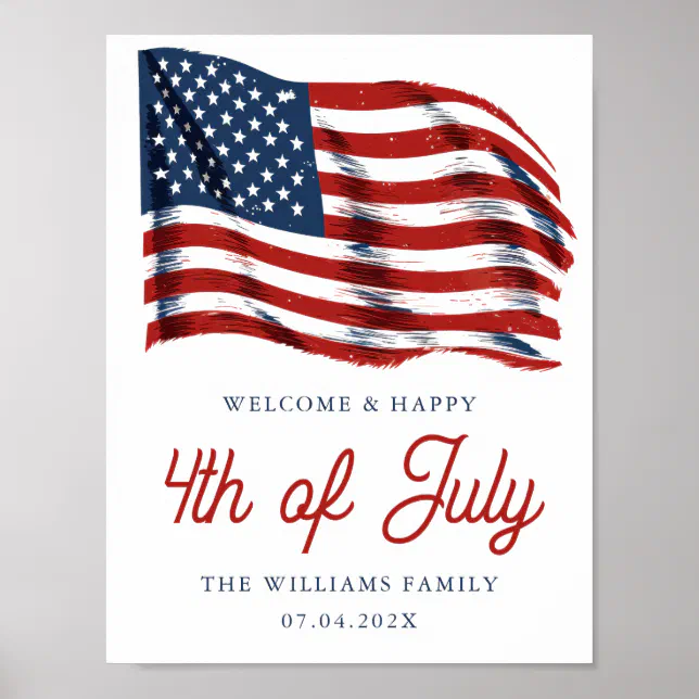 Modern Patriotic American Flag 4th of July Party I Poster | Zazzle