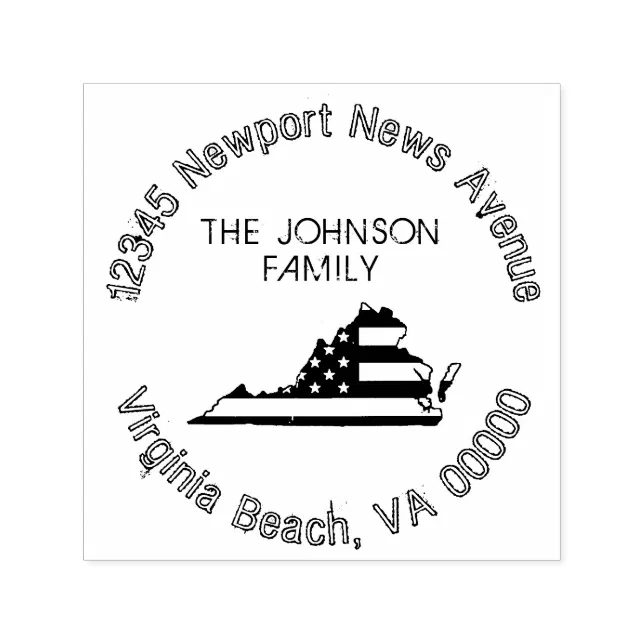 Modern Patriotic Virginia Flag Return Address Self-inking Stamp | Zazzle