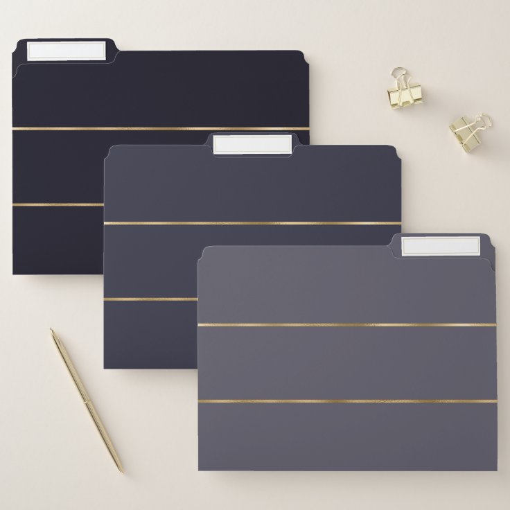Modern Pattern Elegant Blue Gold File Folder | Zazzle