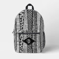 Modern pattern in black and white, Monogram Printed Backpack | Zazzle