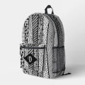 Modern pattern in black and white, Monogram Printed Backpack | Zazzle