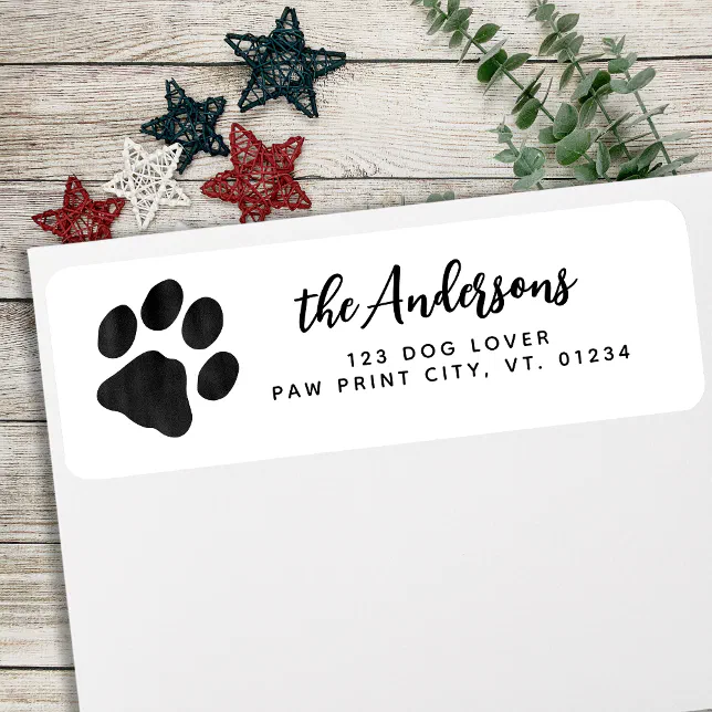Modern Paw Print Personalized Return Address Label | Zazzle