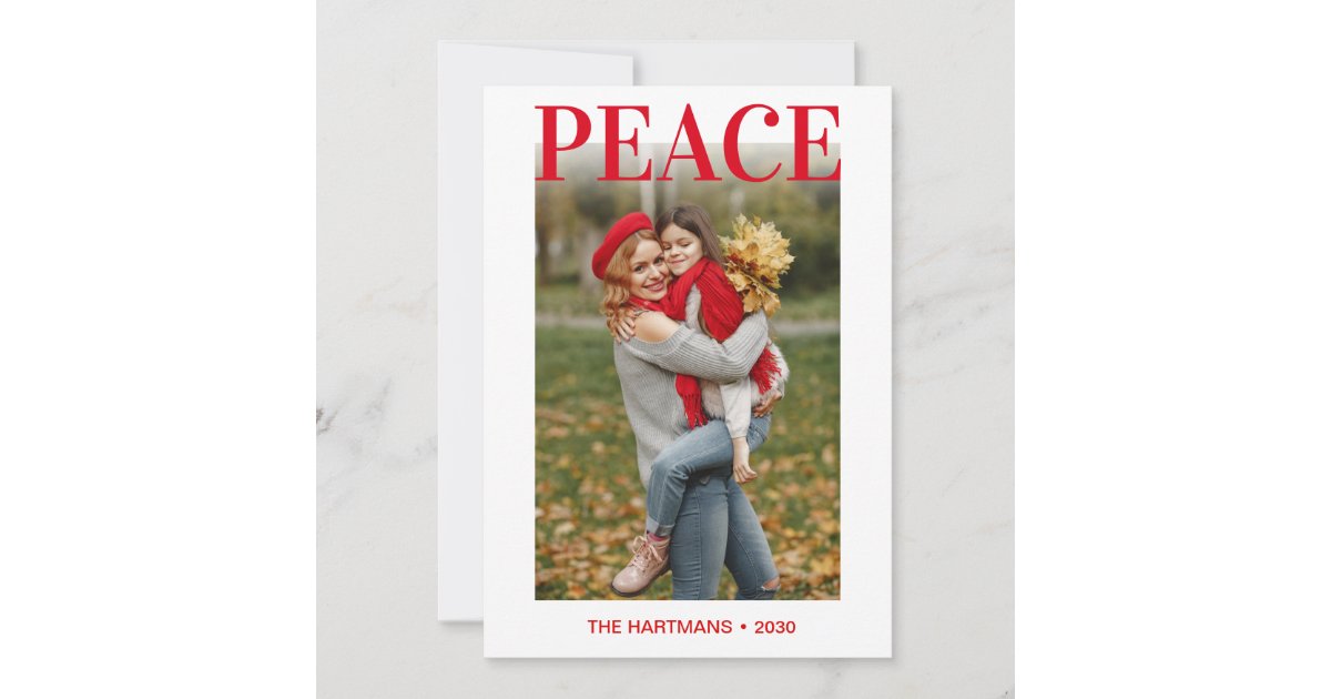 Modern Peace 3 Photo Holiday Card | Zazzle
