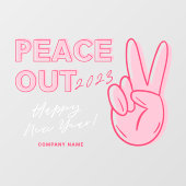 Modern peace out 2021 pink script illustration window cling | Zazzle