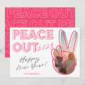 Modern peace out 2023 Happy New Year photo pink Holiday Card | Zazzle