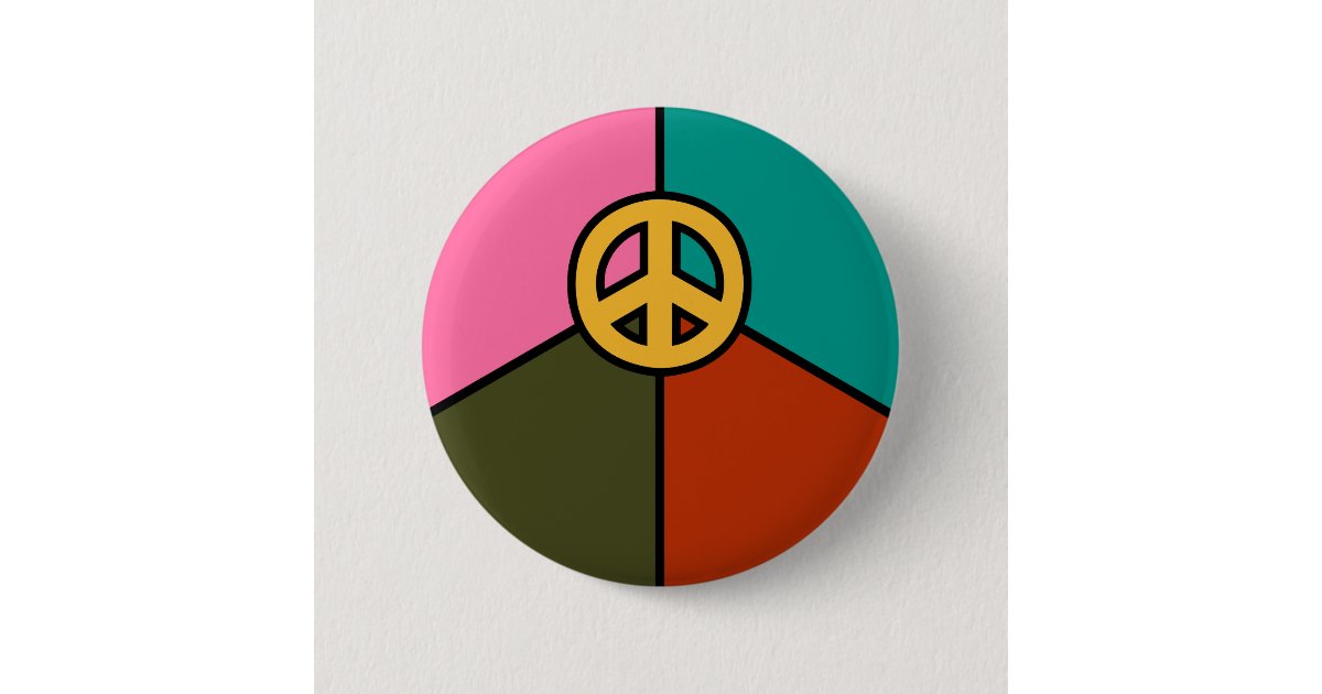 Modern Peace Sign Design, Solid Colors Pinback Button | Zazzle