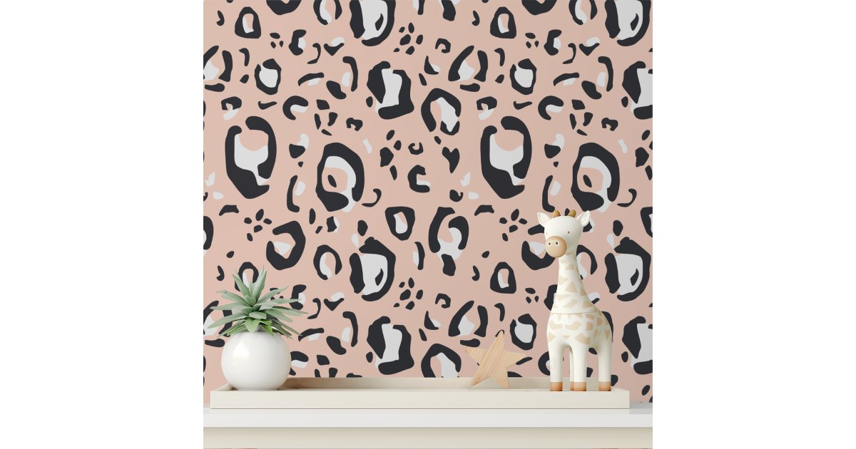 Modern Peach Leopard Print Girly Pattern Wallpaper | Zazzle
