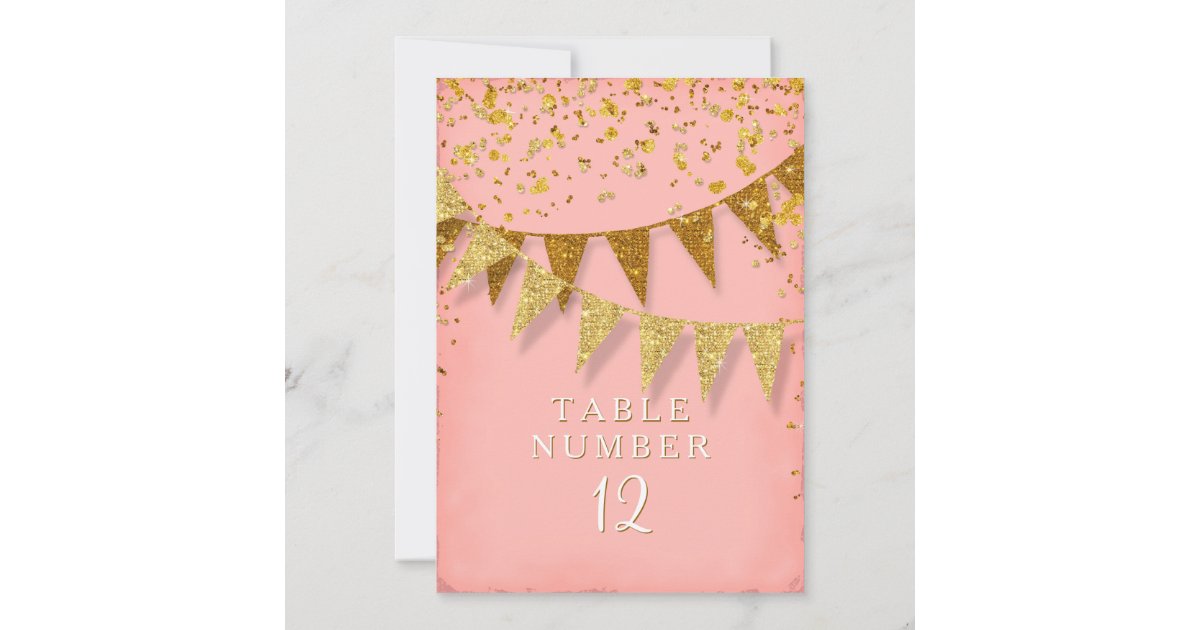 Modern Pennant Banner w Glitter Falling Confetti Invitation | Zazzle