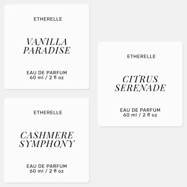 Modern perfume label elegant product sticker | Zazzle