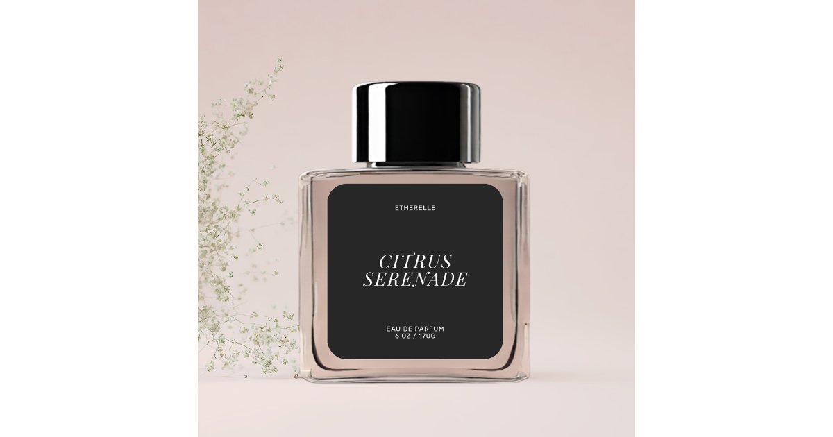Modern perfume label elegant product sticker | Zazzle
