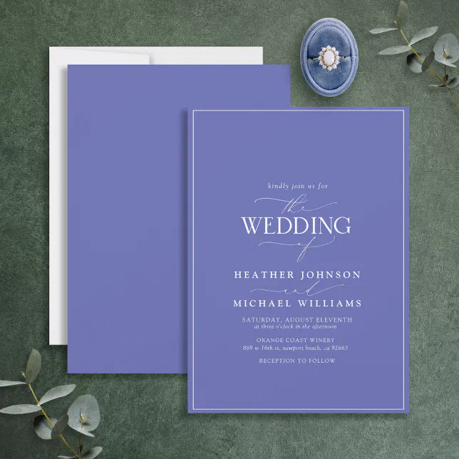 Modern Periwinkle Calligraphy Wedding Invitation | Zazzle