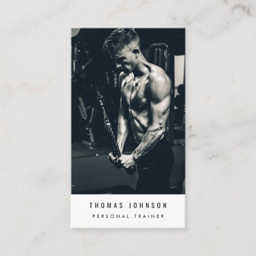 Modern Personal Trainer Fitness Photo QR Code Business Card | Zazzle