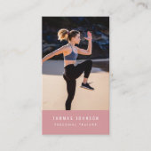 Modern Personal Trainer Fitness Photo QR Code Pink Business Card | Zazzle