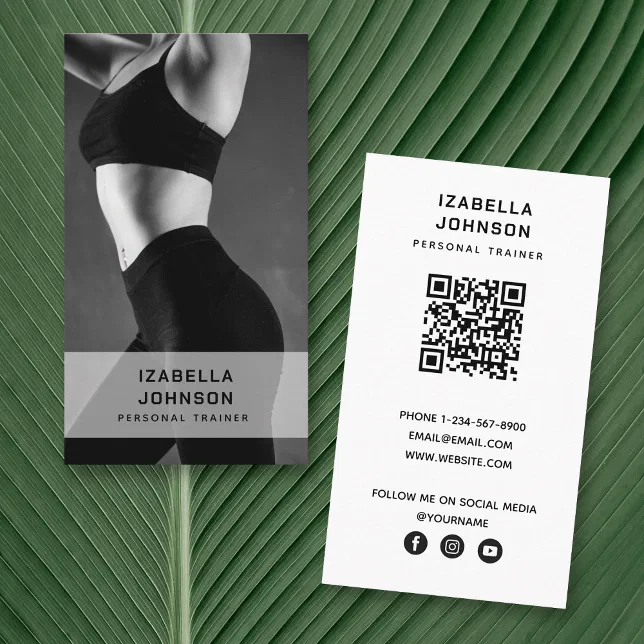 Modern Personal Trainer Fitness QR Code Business Card | Zazzle