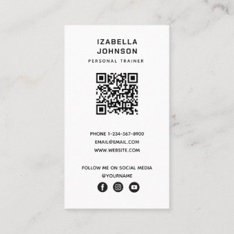Modern Personal Trainer Fitness QR Code Business Card | Zazzle