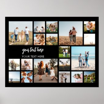 Modern Personalized 19 Photo Collage Poster | Zazzle