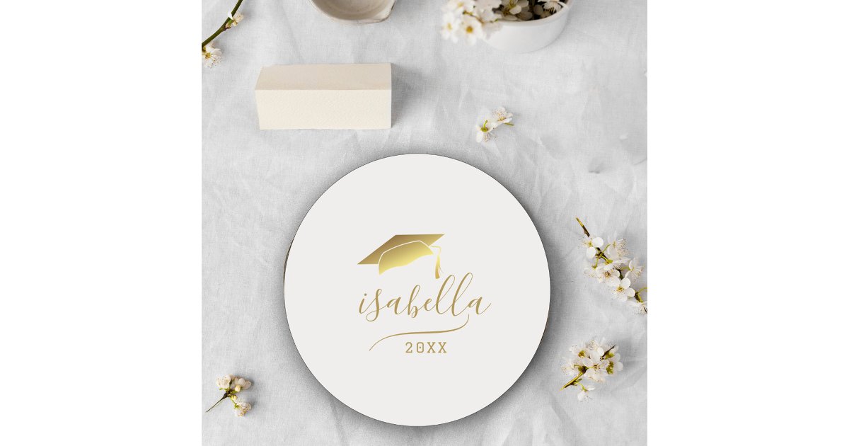 Modern Personalized 2024 Gold Grad Cap Keepsake Trinket Tray | Zazzle