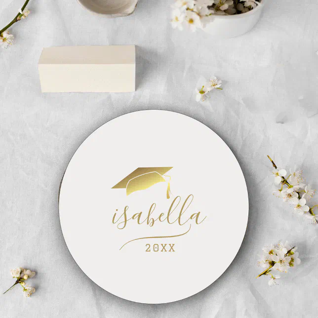 Modern Personalized 2024 Gold Grad Cap Keepsake Trinket Tray | Zazzle